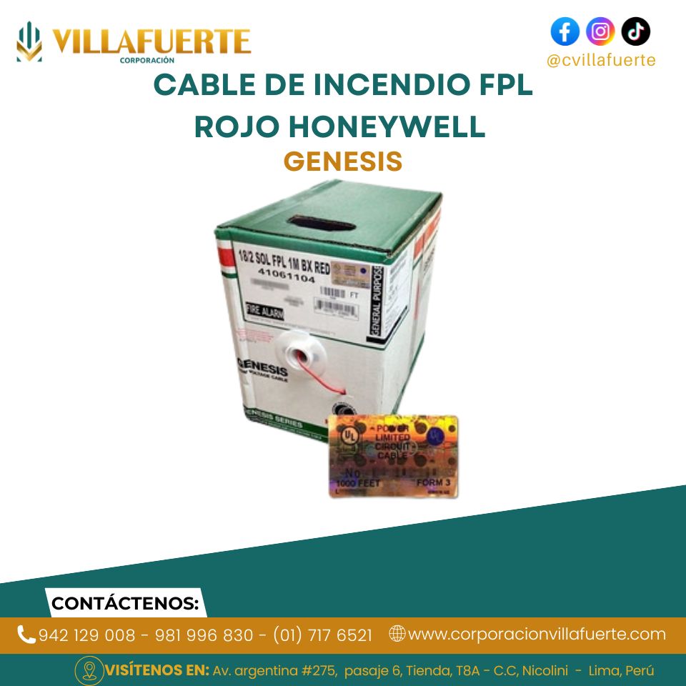 CABLE DE INCENDIO FPL ROJO HONEYWELL GENESIS