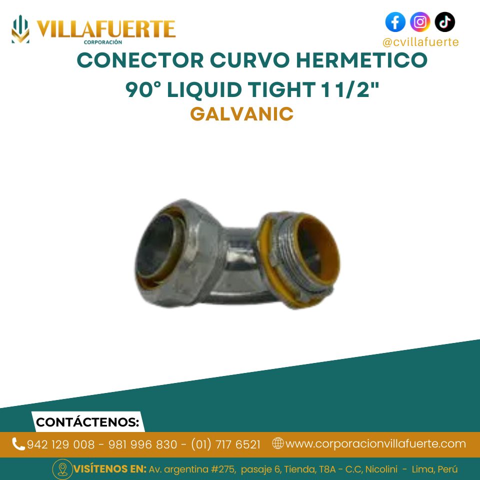 CONECTOR CURVO HERMETICO 90° LIQUID TIGHT 1 1/2"