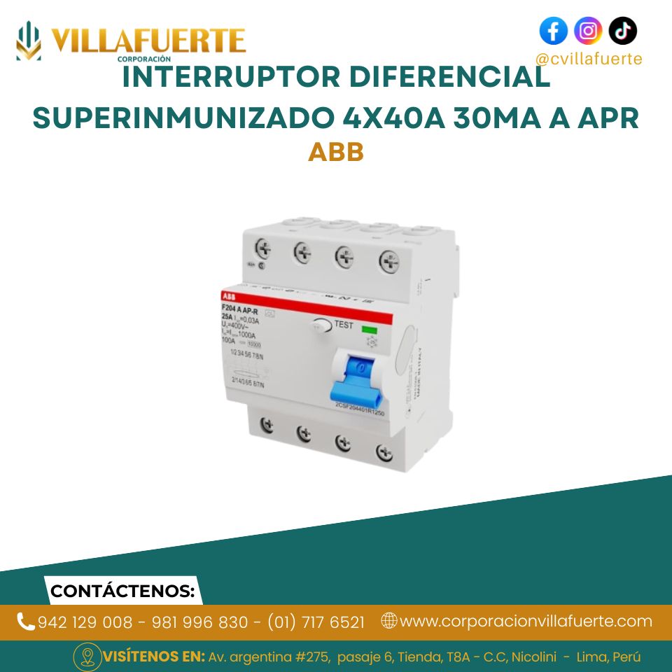 Interruptor diferencial superinmunizado 4x40A 30mA A APR ABB ...